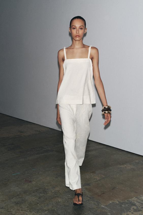 БРОДИРАН ШИРОК ПАНТАЛОН – ZW COLLECTION - Екрю | ZARA България / Bulgaria