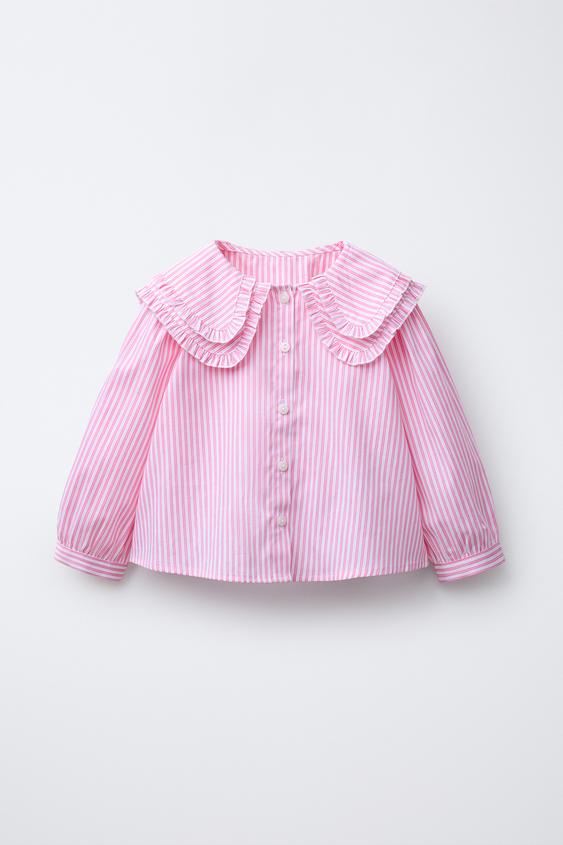 CAMICIA DOPPIO COLLETTO A RIGHE - Rosa medio | ZARA Italia / Italy