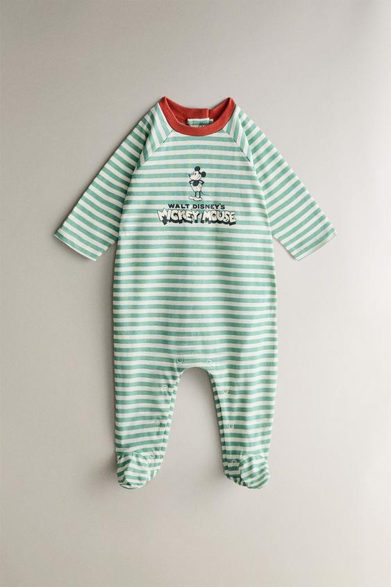 MICKEY MOUSE ©DISNEY BABY FOOTED ROMPER - Green | ZARA United States