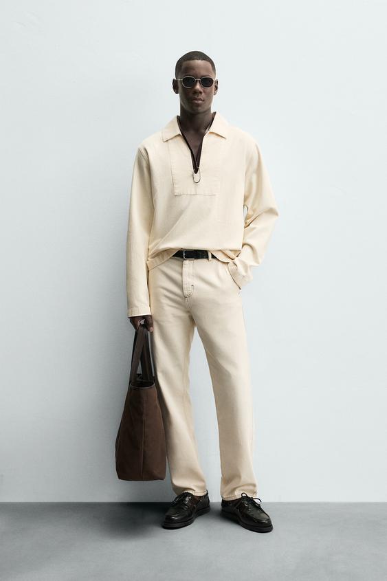 WASHED TEXTURED OVERSHIRT - Ecru | ZARA Ireland