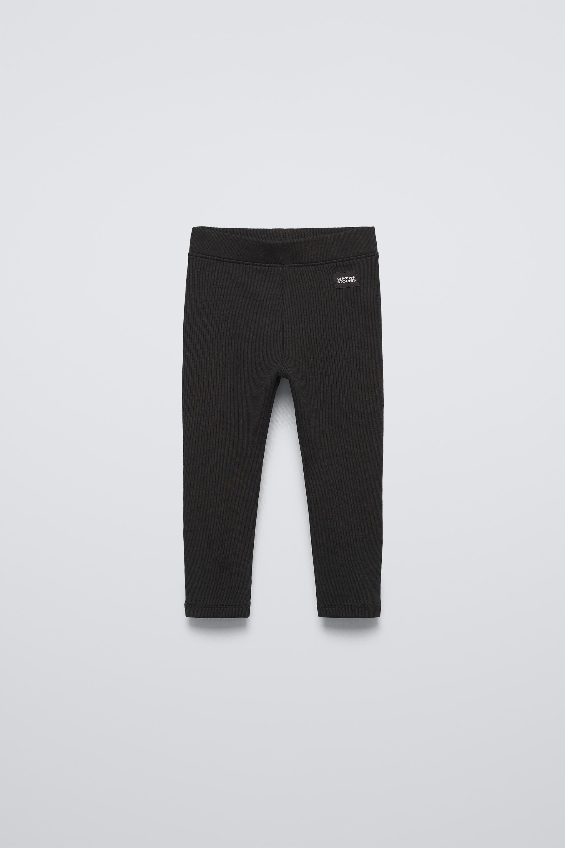 RIBBED LEGGINGS WITH LABEL - Black | ZARA Ireland