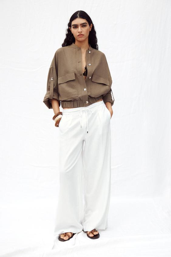 寬袖亞麻外套 - 淺棕色 | ZARA Hong Kong SAR / 香港特別行政區