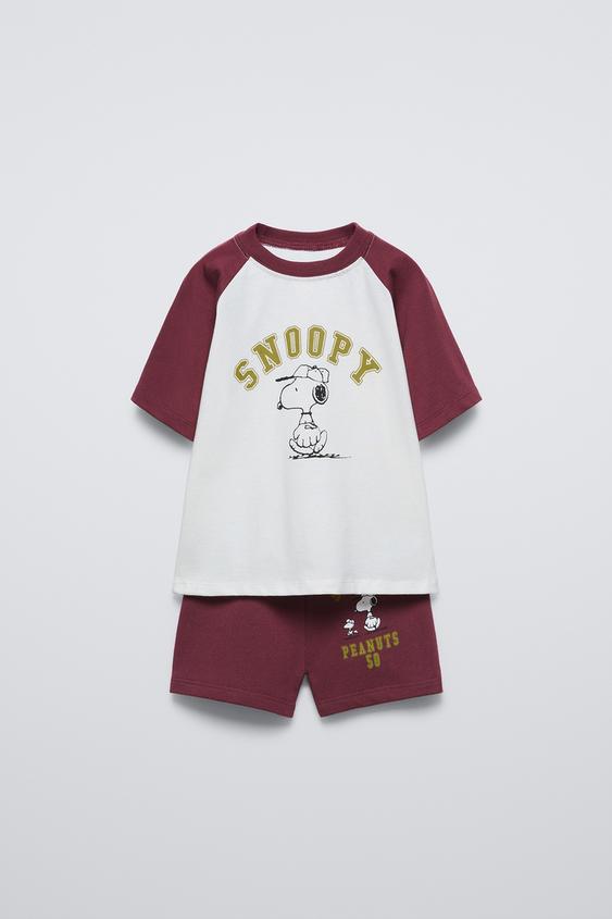ENSEMBLE T-SHIRT ET SHORT SNOOPY PEANUTS™ - Bordeaux | ZARA Suisse ...