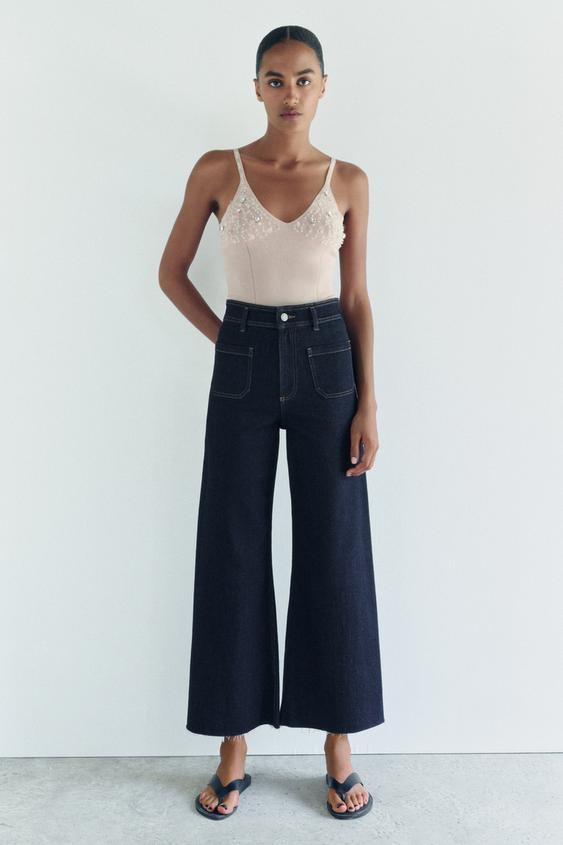 ZW COLLECTION WIDE-LEG HIGH-WAIST JEANS - Blue | ZARA Ireland