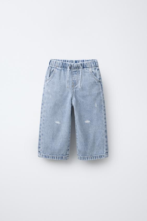 WIDE-LEG DRAWSTRING JEANS - Light blue | ZARA Singapore
