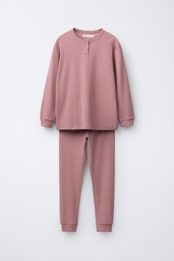 AGES 6-14 / PLAIN RIBBED PYJAMAS - Pink | ZARA United Kingdom