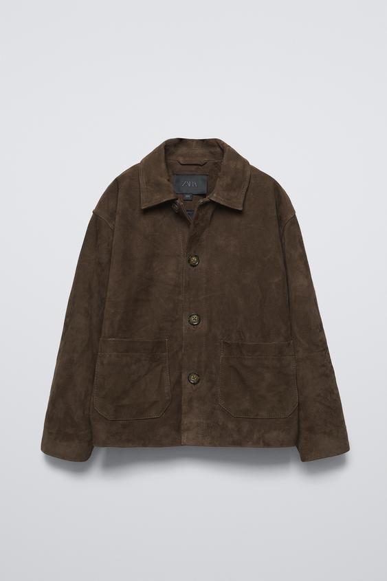 JAKET KULIT SUEDE - Cokelat | ZARA Indonesia