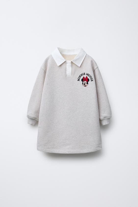 MINNIE MOUSE © DISNEY FLEECE POLO COLLAR DRESS - Grey marl | ZARA Australia