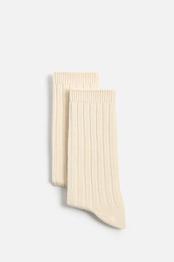 2-PACK OF RIBBED SOCKS - Ecru | ZARA Ireland