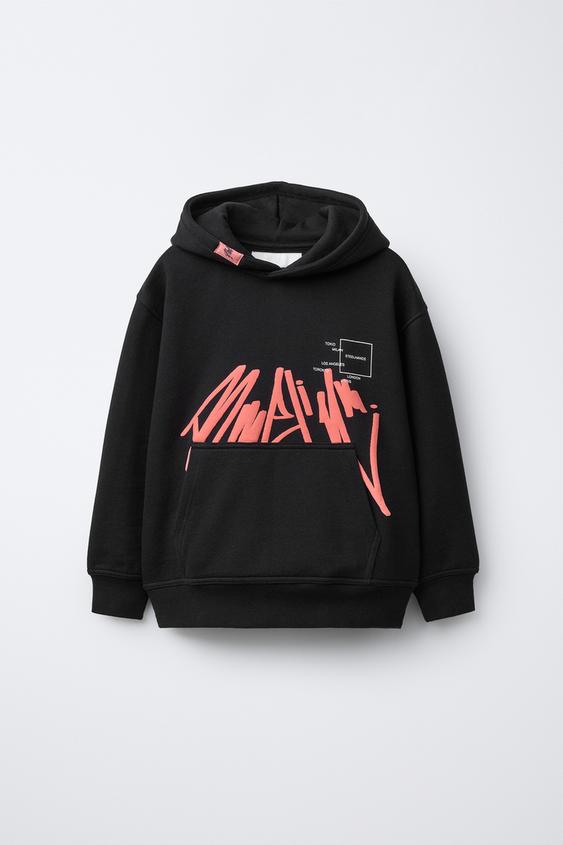 GRAFFITI HOODIE - Dark anthracite | ZARA United Kingdom