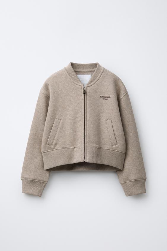 RUBBERISED SLOGAN JOGGING SWEATSHIRT - Sand / Marl | ZARA Saudi Arabia