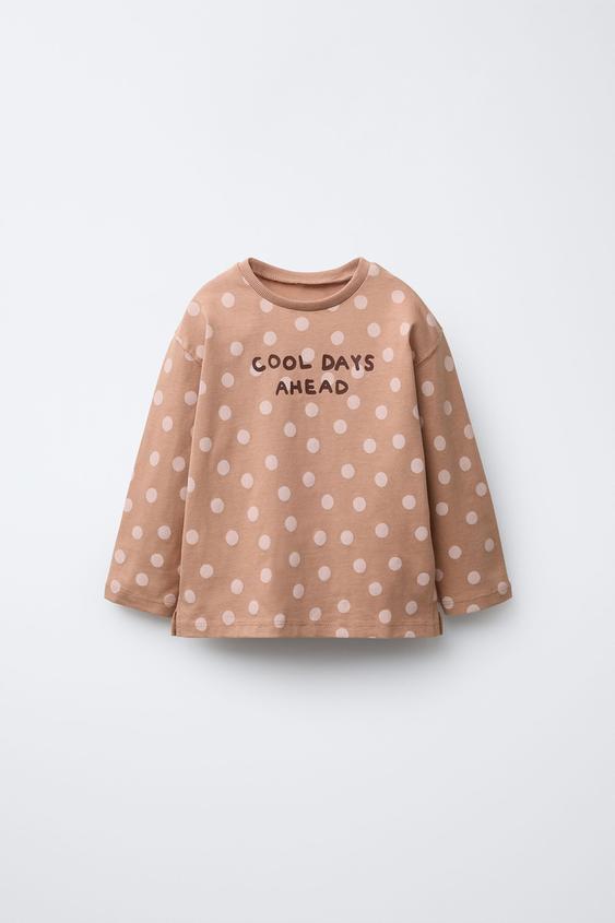 PRINTED SLOGAN T-SHIRT - Beige-pink | ZARA United Kingdom