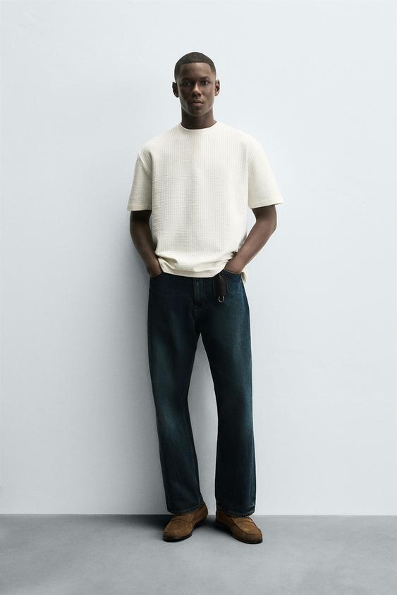 シアサッカーコンフォートTシャツ - エクリュ | ZARA Japan / 日本