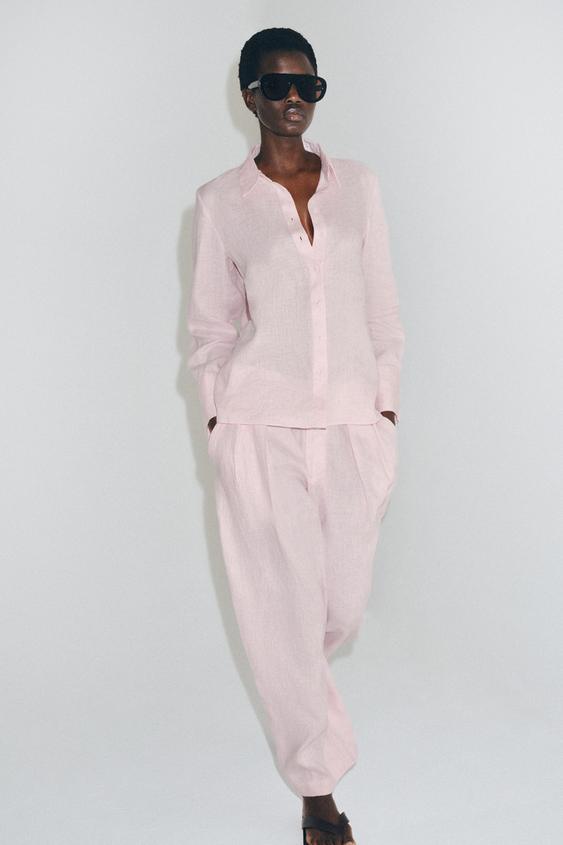 CAMISA LINO 100% ZW COLLECTION - Rosa | ZARA España