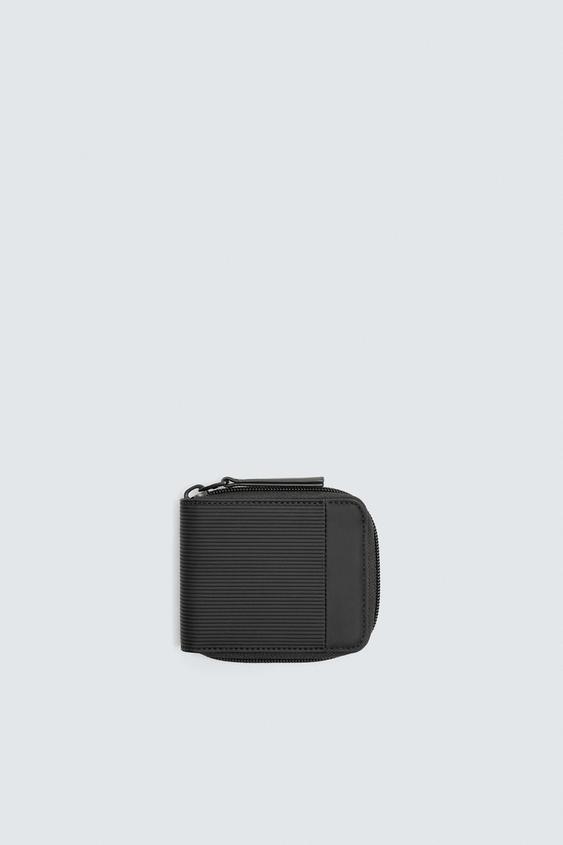 RUBBERISED WALLET WITH ZIP - Black | ZARA New Zealand