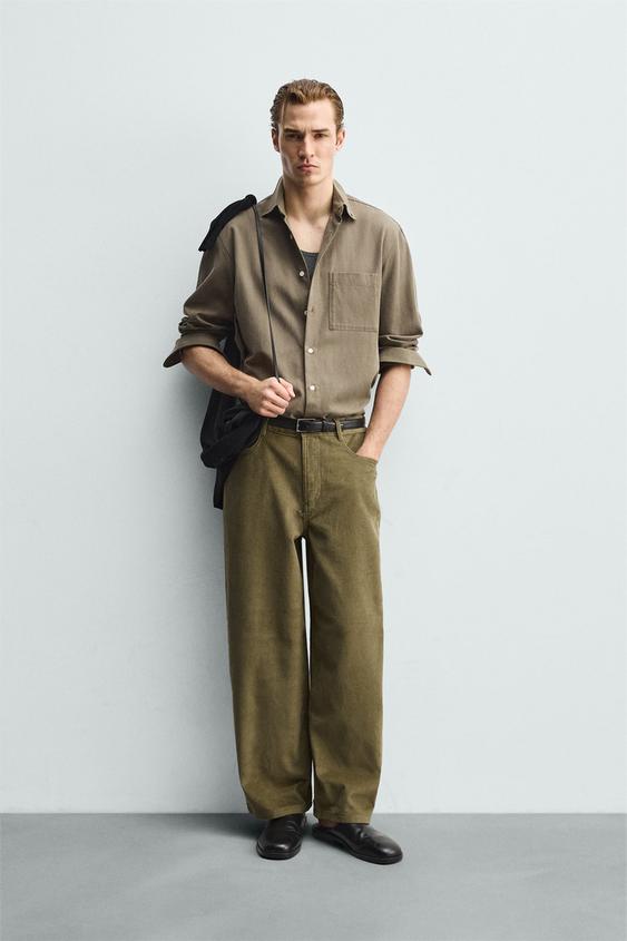 BALLOON FIT CORDUROY PANTS - Khaki | ZARA Canada