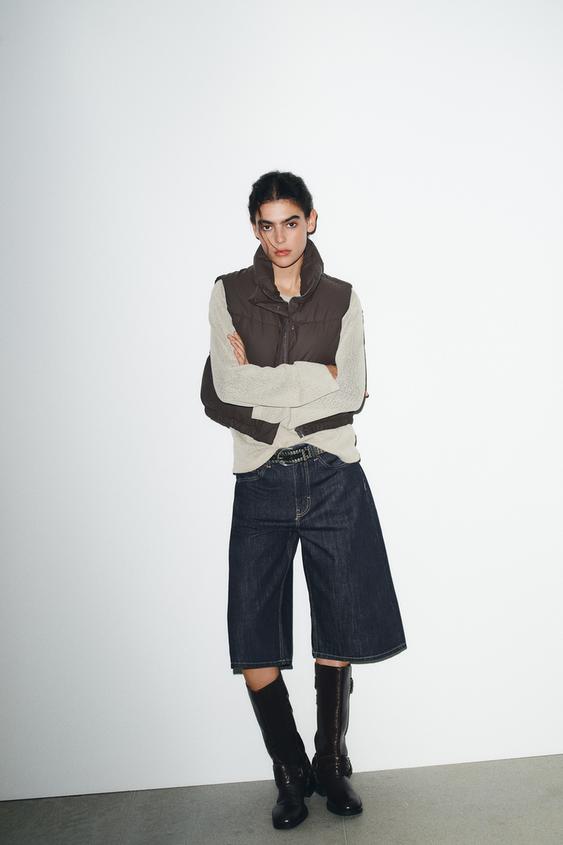 RUBBERIZED PUFFER VEST - Dark brown | ZARA Canada