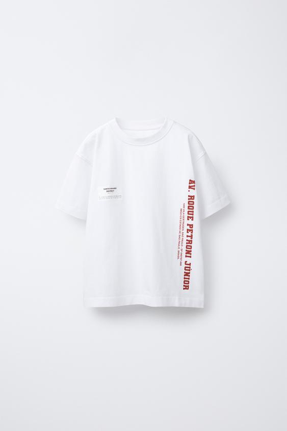 SLOGAN AND LABEL T-SHIRT - White / Red | ZARA Saudi Arabia