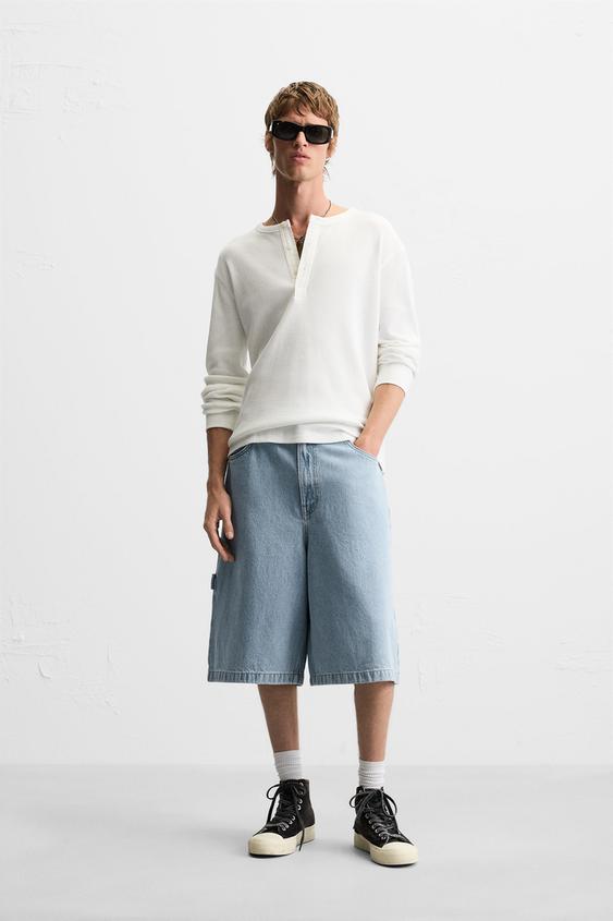 OVERSIZE BICHIMLI DENIM BERMUDA SHORTIK - Och koʻk | ZARA O’zbekiston