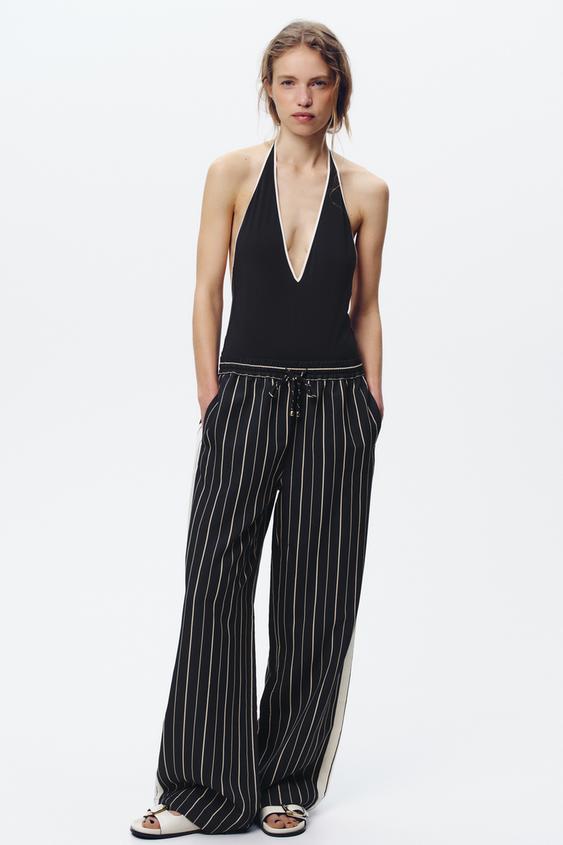 STRIPED WIDE LEG PANTS - striped | ZARA Mexico