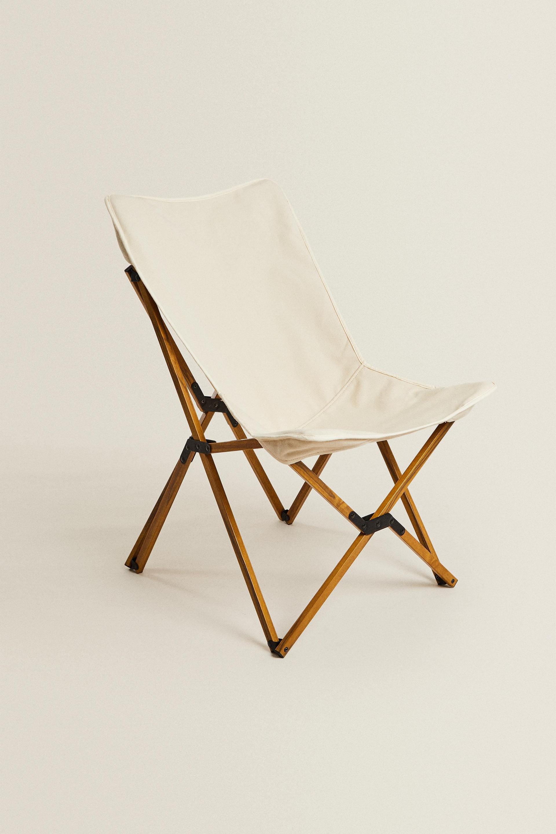 FOLDING ALUMINUM AND CANVAS CHAIR - Light beige | ZARA United States