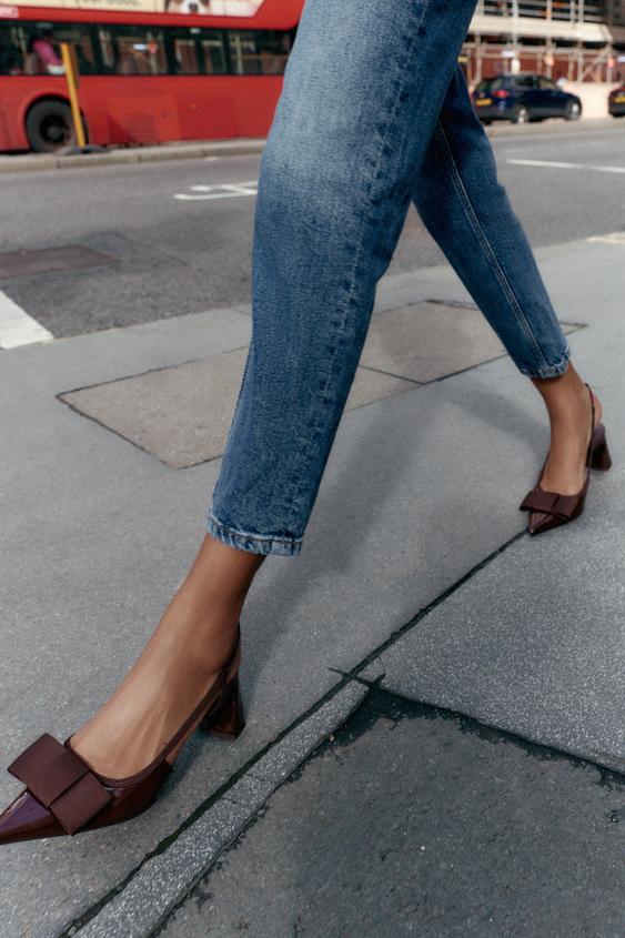 CHAUSSURES À TALONS OUVERTES À L'ARRIÈRE AVEC NŒUD - Bordeaux | ZARA France