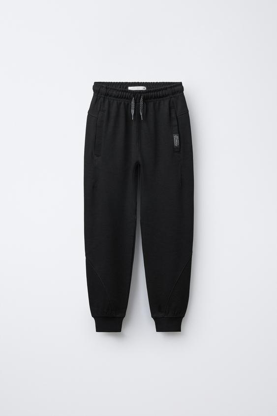 PLUSH TROUSERS WITH INTERLOCK AND PIQUÉ DETAIL - Black | ZARA Spain