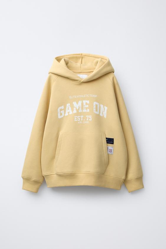SLOGAN PRINT HOODIE - Yellow | ZARA New Zealand