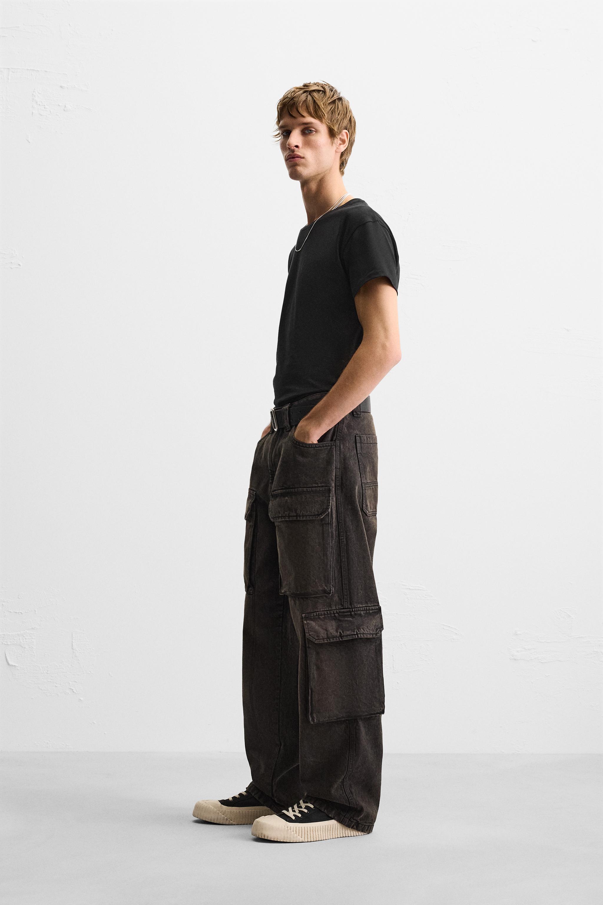 POCKET DENIM CARGO PANTS - Dark brown | ZARA Canada POCKET DENIM CARGO PANTS - Dark brown | ZARA Canada