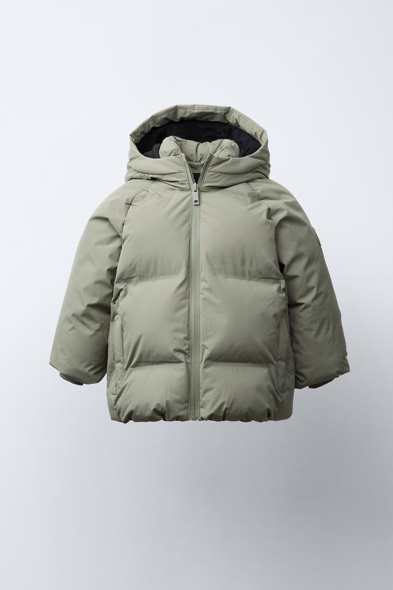 WATER-REPELLENT HOODED PUFFER COAT - Khaki | ZARA Ireland