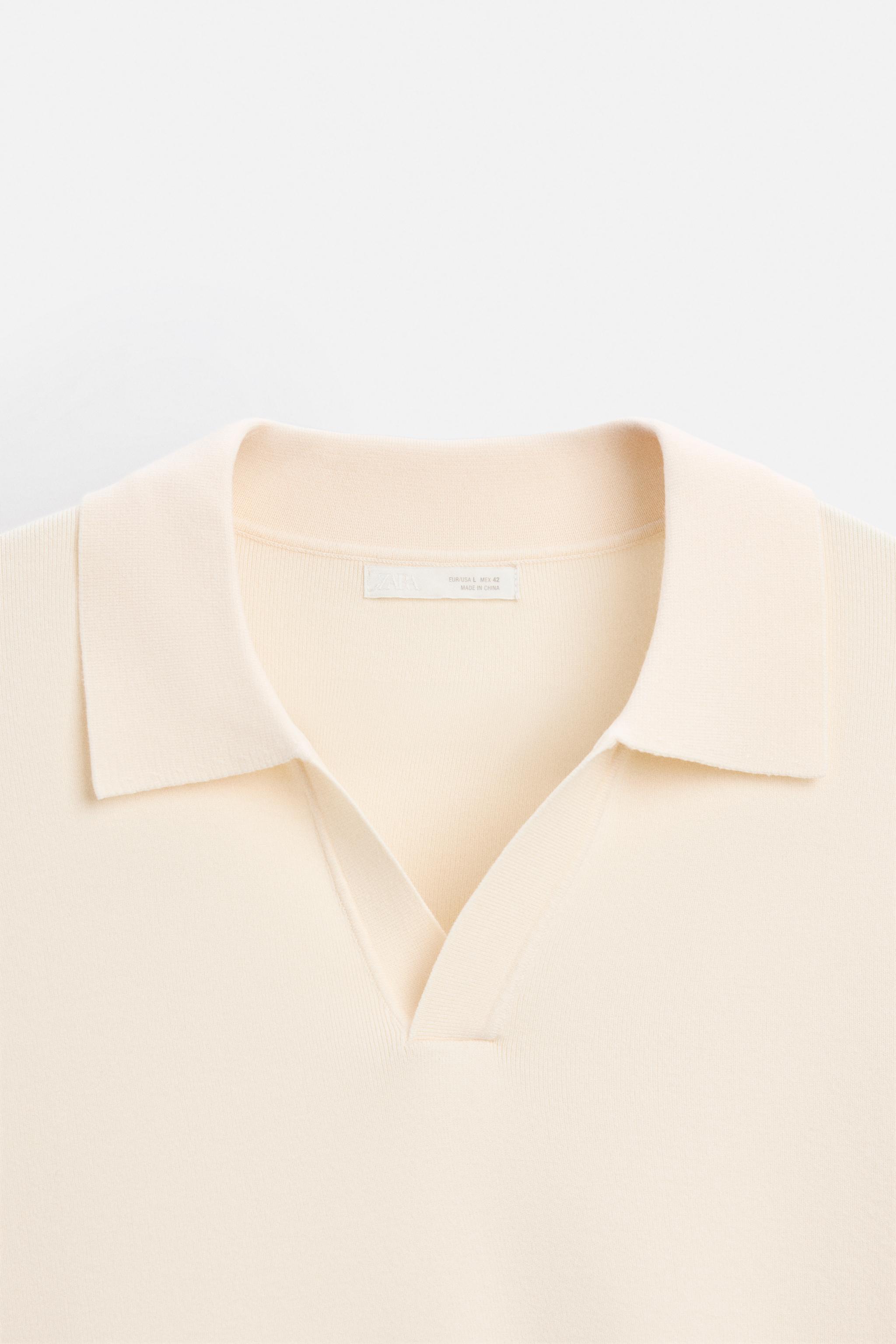 ビスコースブレンド ニット ポロシャツ - エクリュ | ZARA Japan ビスコースブレンド ニット ポロシャツ - エクリュ | ZARA Japan
