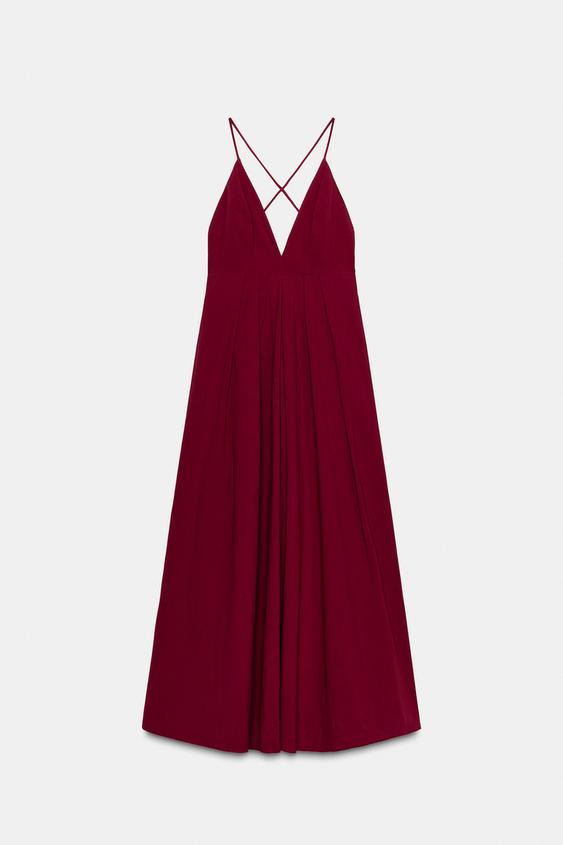 ZW COLLECTION LONG BACKLESS DRESS - Burgundy | ZARA New Zealand