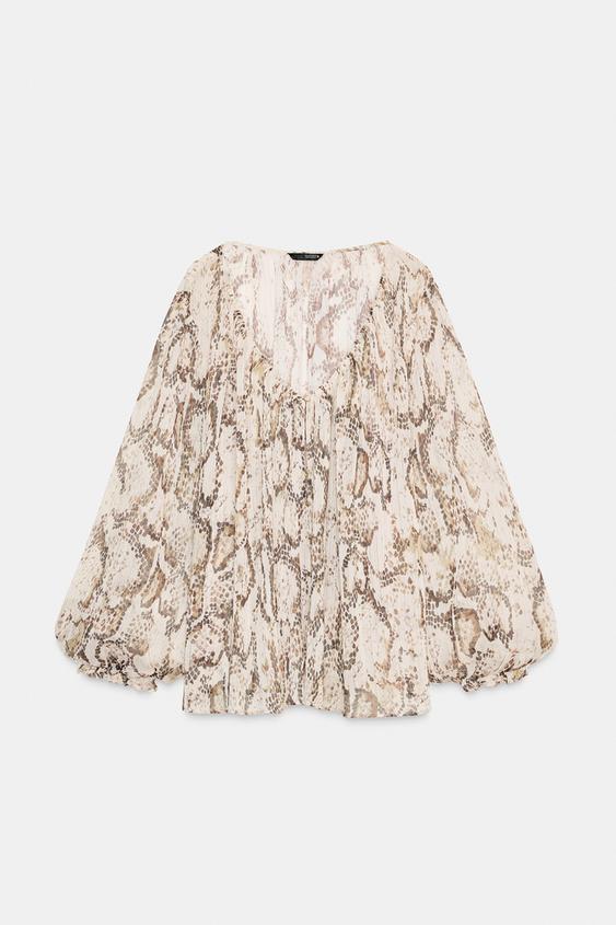 ANIMAL PRINT PUFF SLEEVE SHIRT - Snake | ZARA South Africa