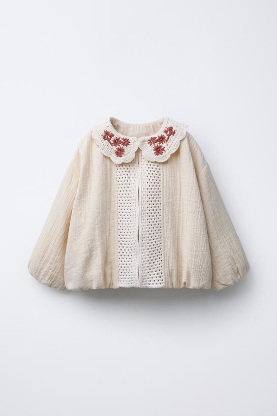 CROCHET KNIT COLLAR JACKET - Ecru | ZARA United States