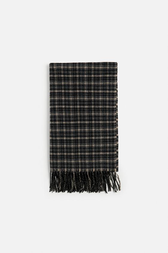 CHECK SCARF - Dark grey | ZARA Thailand