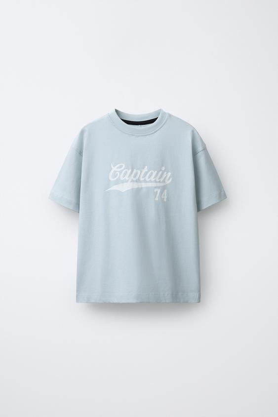 JOGGING SLOGAN AND LABEL T-SHIRT - Sea green | ZARA United Kingdom