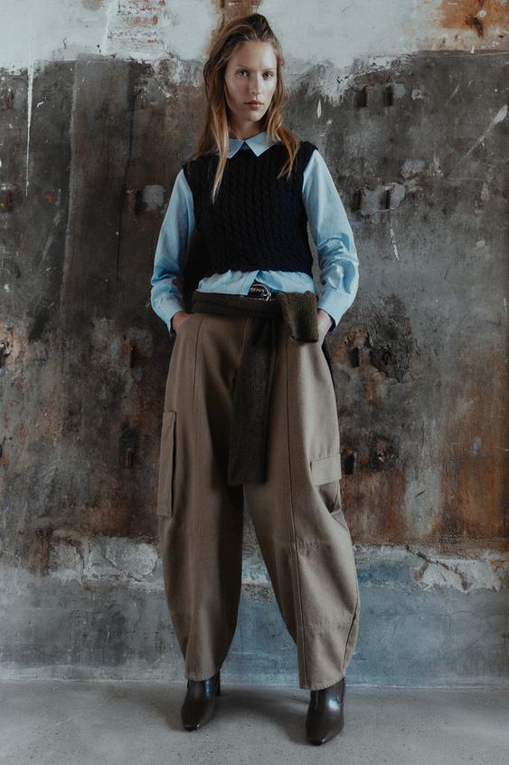 KEMEJA KOMBINASI POPELIN - Biru navy | ZARA Indonesia