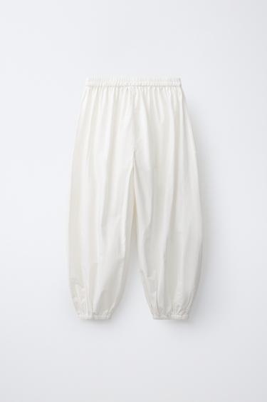 PANTALON BOUFFANT BRODERIES EN DENTELLE - Blanc cassé | ZARA France