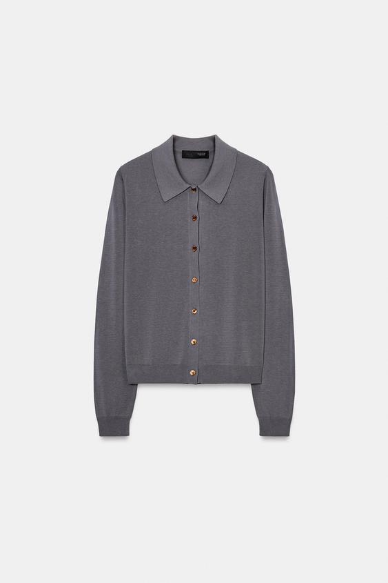 CASACO GOLA LAPELA - Cinza-azul | ZARA Brasil