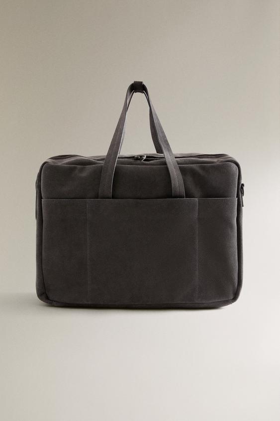 SPLIT SUEDE TRAVEL BAG - Dark Gray | ZARA United States