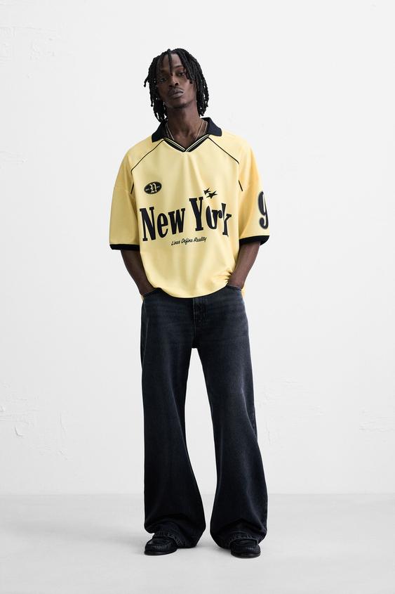 RETRO FOOTBALL PRINT POLO SHIRT - Light yellow | ZARA Singapore