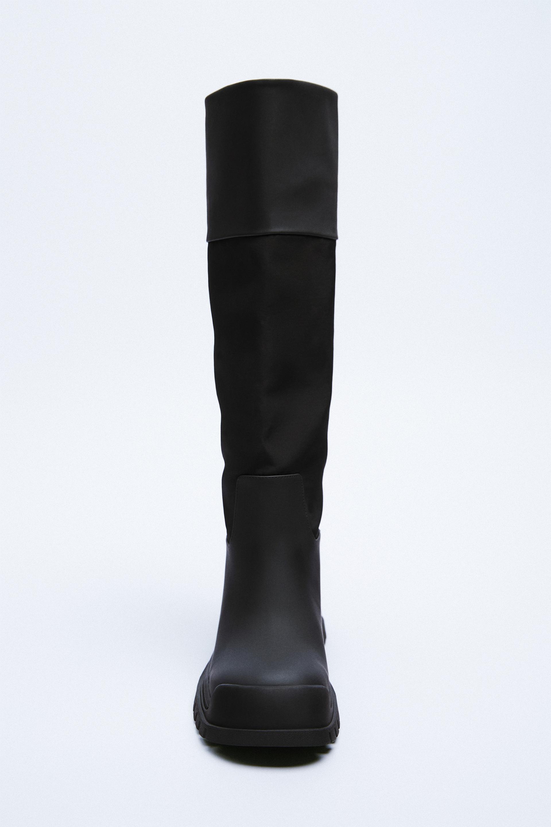 Zara CONTRAST FLAT KNEE HIGH BOOTS 134265401 040 zara-contrast-flat-knee-high-boots-134265401-040