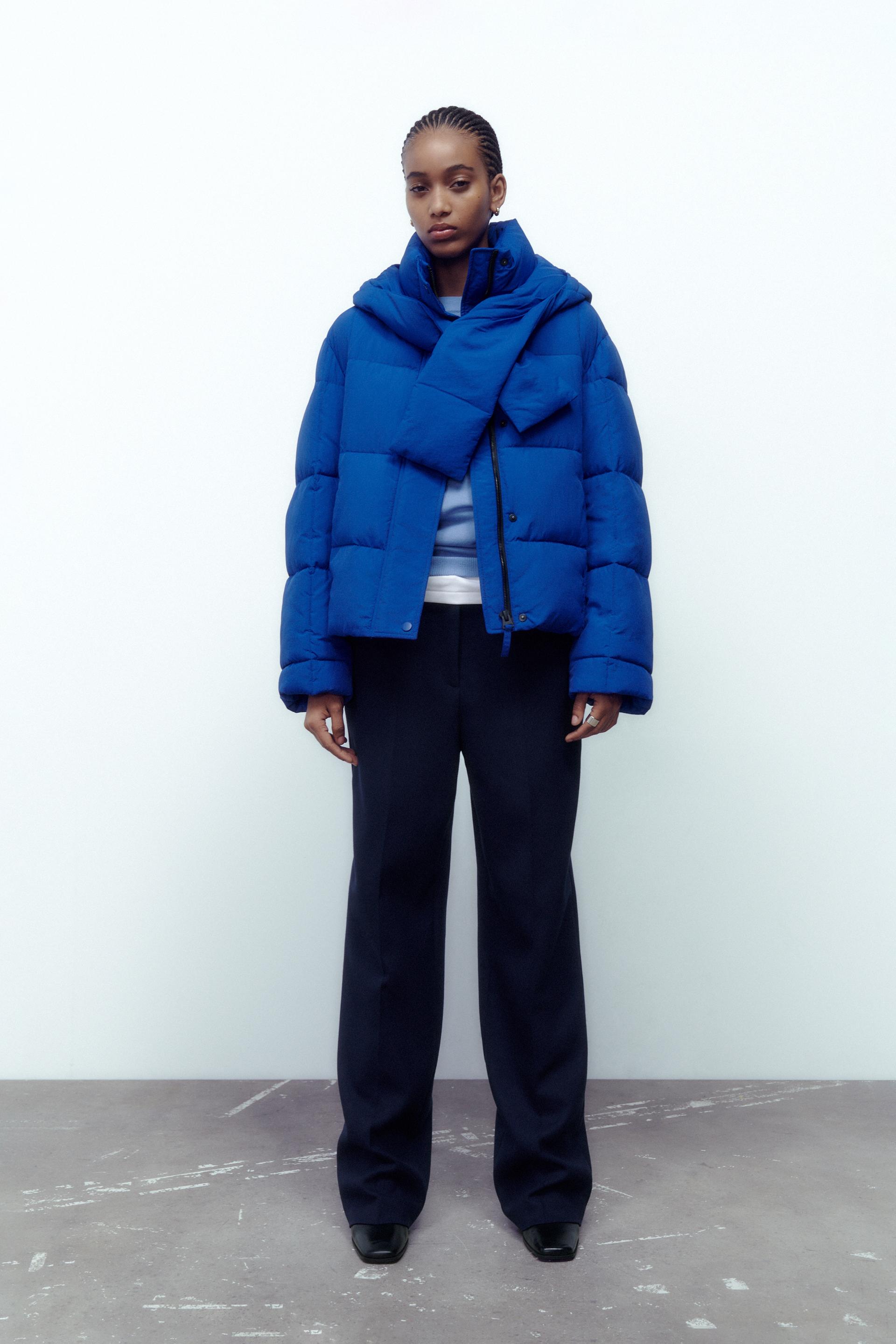 WATER AND WIND PROTECTION PUFFER JACKET AND SCARF Cobalt ZARA Saudi water-and-wind-protection-puffer-jacket-and-scarf-cobalt-zara-saudi
