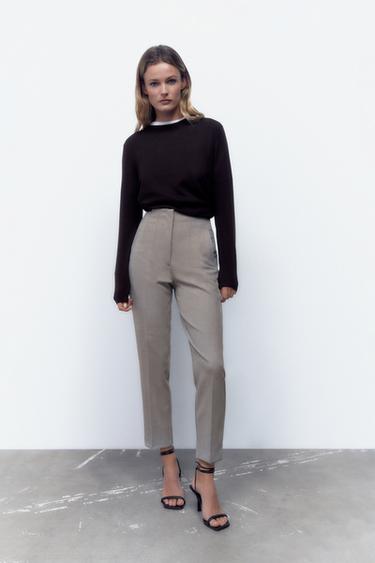Pantalon Taille Haute Gris Clair Zara France