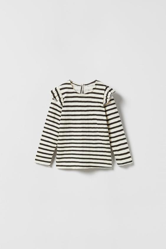 DOUBLE-FACED STRIPED T-SHIRT - Black | ZARA United Kingdom