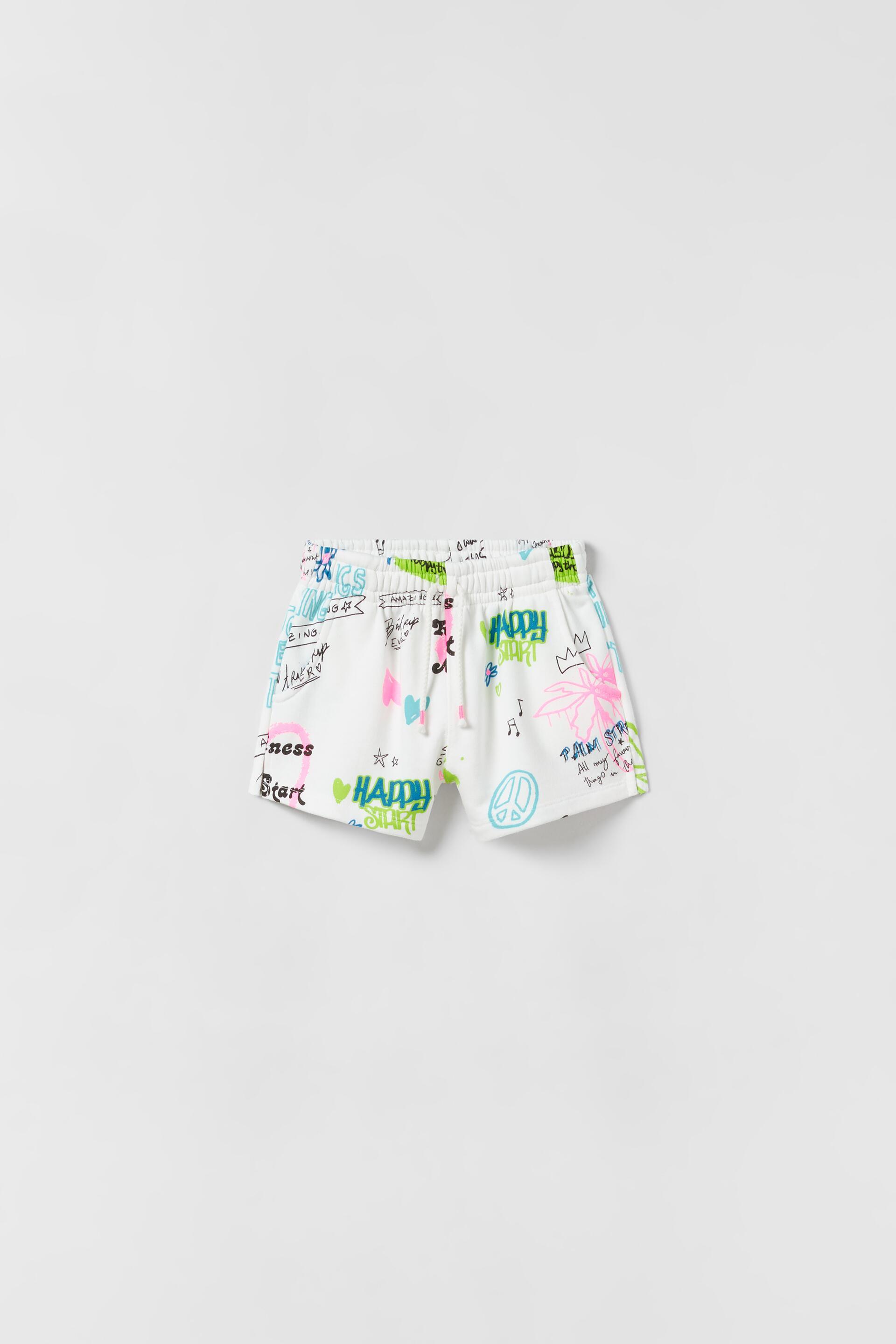 PLUSH GRAFFITI SHORTS White ZARA Canada PLUSH GRAFFITI SHORTS White ZARA Canada