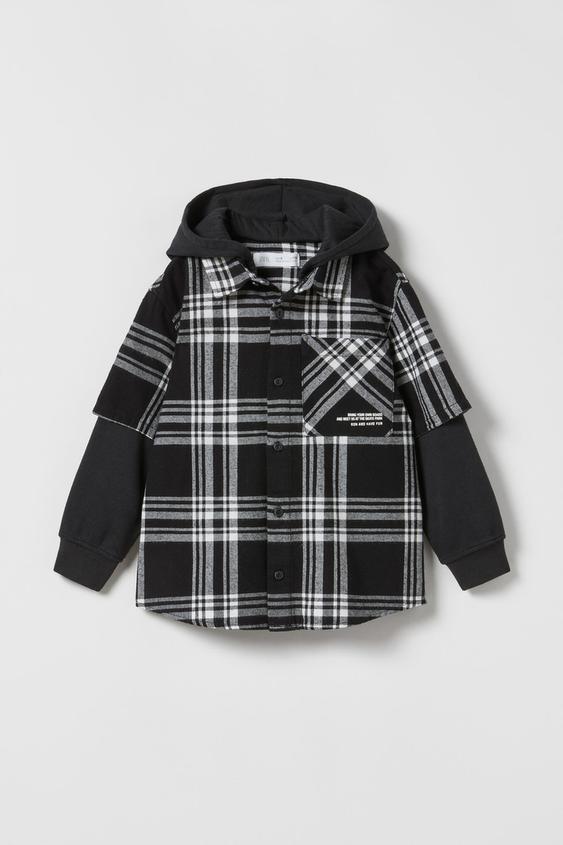 CONTRAST PLUSH OVERSHIRT - Black | ZARA Saudi Arabia