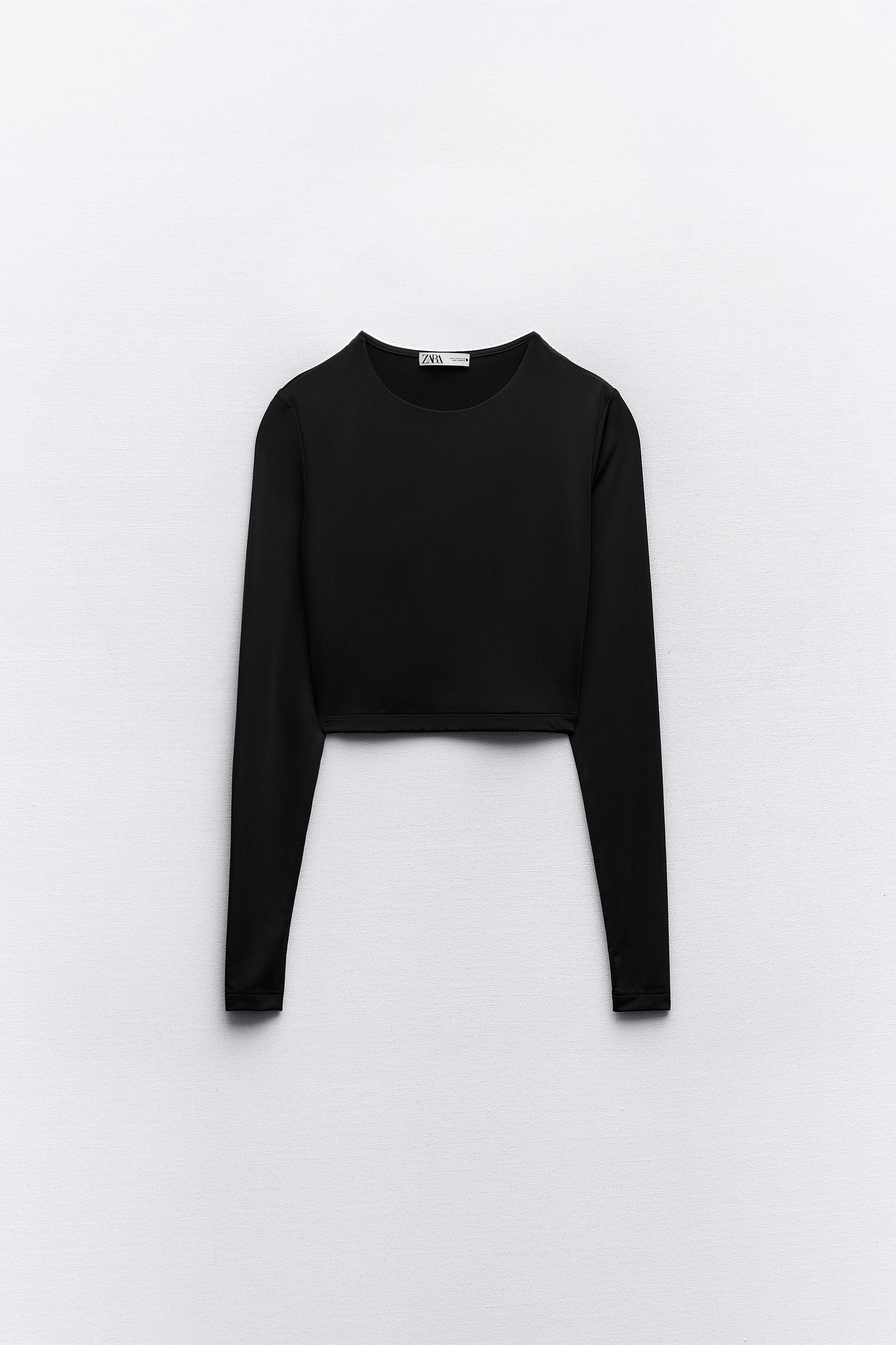 Simplify drunk Store white long sleeve crop top zara Night spot ...