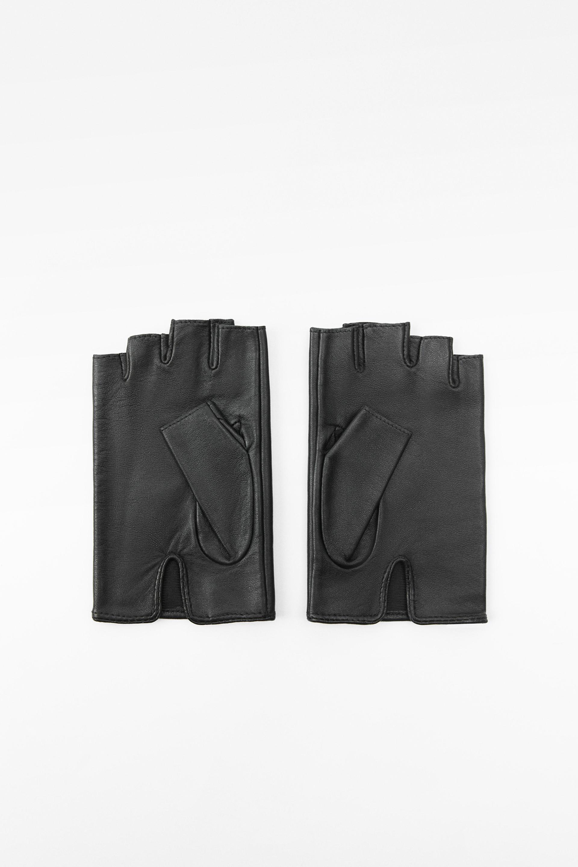 Black Leather Fingerless Gloves