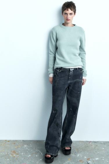 Femme Zara Pull En Maille Avec Dentelle Bleu Roi Maille, 53% OFF